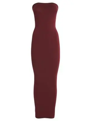 Wolford Fatal Strapless Midi Dress Burgundy