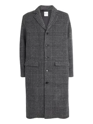 SAMSOE SAMSOE Wool-blend Check Overcoat - Grey