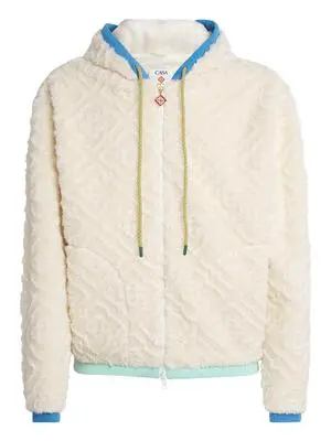 Casablanca Monogram Jacquard Oversized Fleece Jacket - White