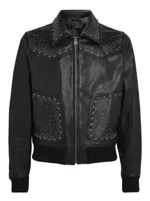 Amiri Leather Crystal-embellished Jacket - Black