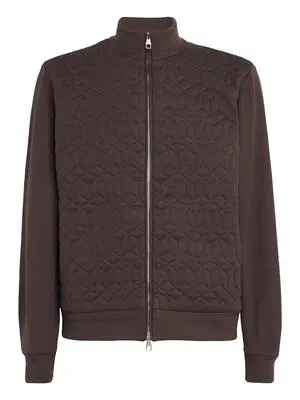 BRETT JOHNSON Cotton-silk Quilted Bomber Jacket - Brown