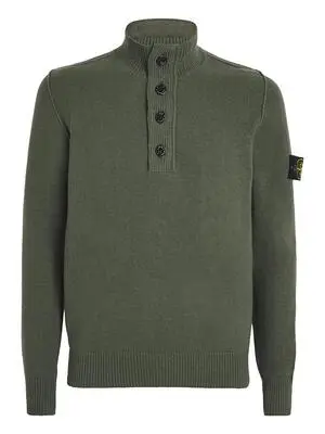 Stone Island Lambswool-blend Buttoned Sweater - Green