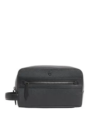 Harrods Leather Wash Bag - Black