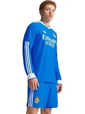 Adidas Real Madrid 25/26 Long Sleeve Third Authentic Jersey - Blue Bird