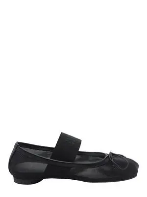 MAISON MARGIELA MM6 Maison Margiela Asymmetric Toe Nylon Mary Jane Ballet Flats Black