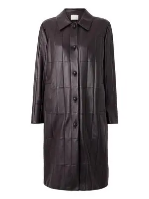 Veronica De Piante Romilly Paneled Leather Coat Brown