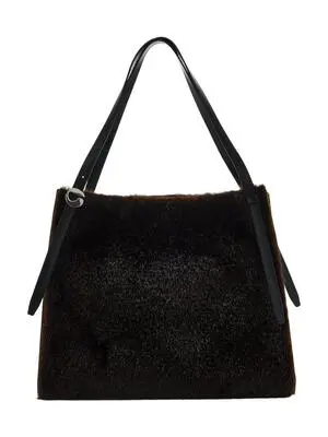 Coperni Belt Faux Fur Tote Bag - Brown