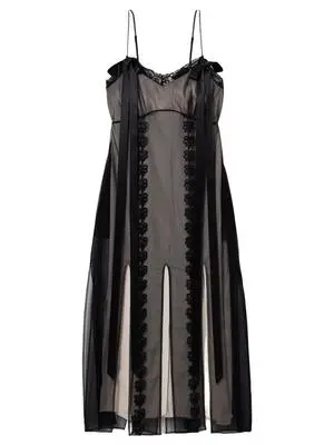 Simone Rocha Bow-detailed Lace-trimmed Chiffon Midi Dress - Black