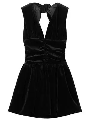 Patou Open-back Ruched Mini Dress - Black