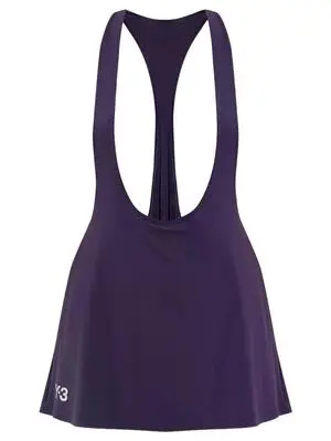 Y3 Racer-back Pleated Mini Dress - Purple