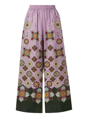 La DoubleJ Icon Palazzo Printed Silk-twill Pants - Purple