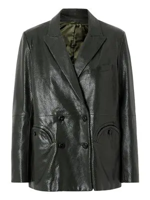 BLAZÉ MILANO Emera Snake-effect Leather Blazer - Green