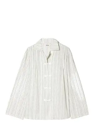 BODE Electric Appliquéd Striped Cotton-Flannel Blouse