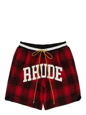 Rhude Flannel Collegiate Court Logo Short - Black