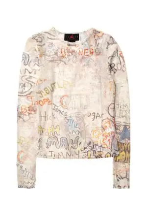 JORDAN Mesh Long-sleeve Top - White