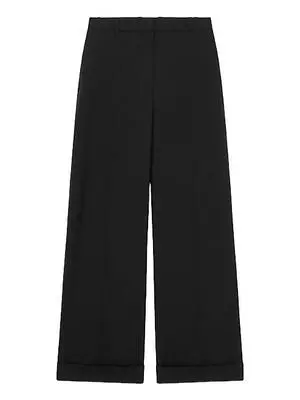 The Kooples Wide-leg High-rise Wool Trousers - Black