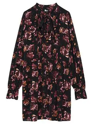 The Kooples Rose-print Mini Dress - Black - Red