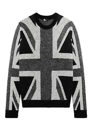 The Kooples Union Jack Intarsia Knitted Jumper - Black Grey