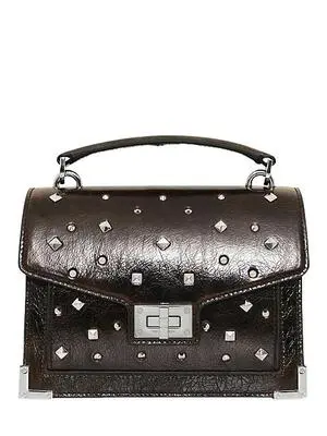 The Kooples Leather Top-handle Bag With Stud Embellishments - Brown