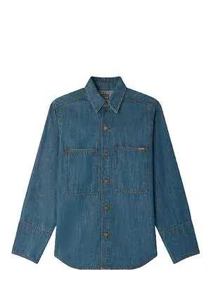 Soeur Chest-pocket Denim Shirt - Bleu/vert