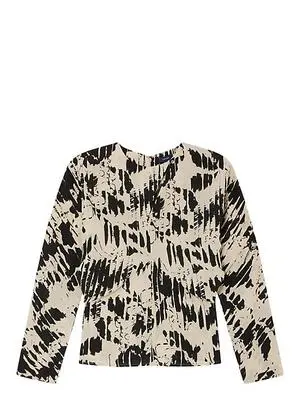 Soeur Feryel Abstract-pattern Silk Blouse - Jaune Pale/noir