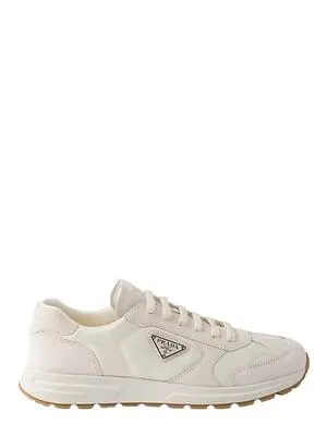 Prada Suede And Woven Trainers - Neutral