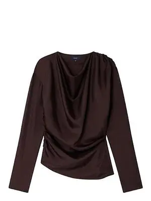 Soeur Fresia Cowl-neck Woven Blouse - Prune