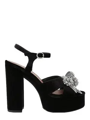 Kurt Geiger Bow Velvet Platform Heels - Black