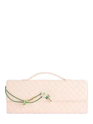 Bottega Veneta Andiamo Flower Leather Clutch Seash/daisy Flow-mb
