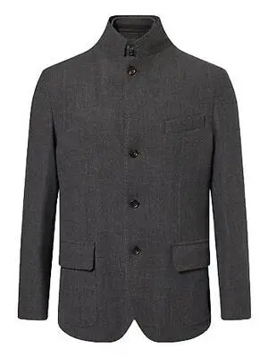 Corneliani Single-breasted Wool-cashmere Blend Jacket - Grey Melange Blackboard
