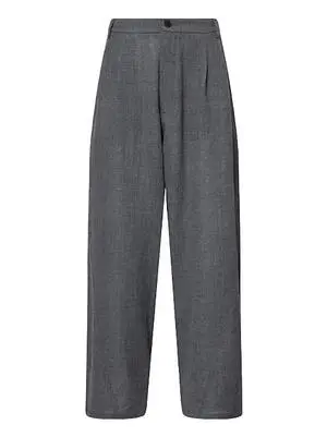 DARKPARK Phebe Wide-leg Wool Trousers - Grey Melange