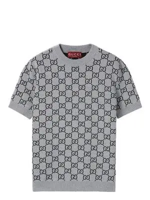 Gucci Reversible Gg Wool Jacquard Top - Grey