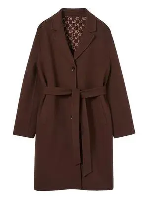 Gucci Reversible Silk Wool Coat - Brown