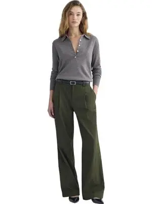 Everlane Wide-Leg Trouser In Buttersmooth Dark Green