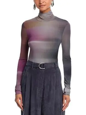 Helmut Lang Ombre Long Sleeve Turtleneck Top - Purple Multi