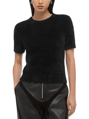 Helmut Lang Cropped Eyelash Tee - Black