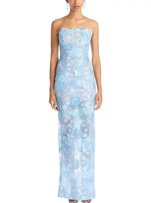 BRONX AND BRONCO Farah Strapless Sequined Maxi Dress - Ocean Blue