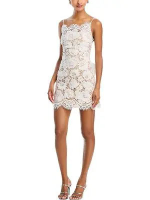 SELF-PORTRAIT Lace And Satin Bow Mini Dress - White