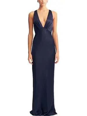 Shona Joy Plunge Back Maxi Dress - Midnight