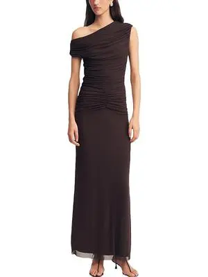 Shona Joy Mira Off-the-shoulder Maxi Dress - Ganache