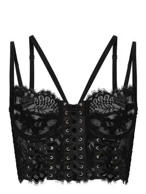 Dolce & Gabbana Lace Lingerie Corset With Straps And Eyelets - Black