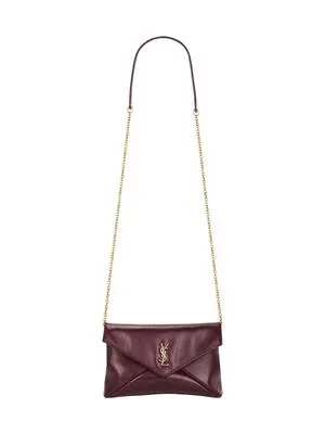 Saint Laurent Small Pouch On Chain - Dark Ruby