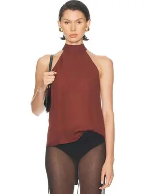 NILI LOTAN Alla Halterneck Top - Burgundy