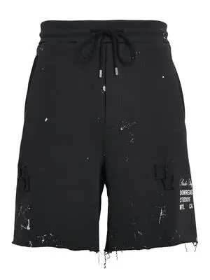 DOMREBEL Cotton Paint-splatter Sweatshorts - Black