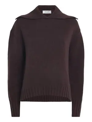 YVES SALOMON Collared Cashmere Sweater - Beige