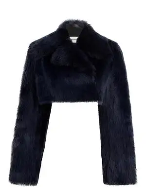 Khaite Cropped Shearling Jacket - Dark Navy