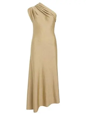 Khaite Coast Asymmetrical Merino Wool Dress - Gold