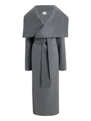 Khaite Levitt Cashmere Wrap Coat - Grey Melange