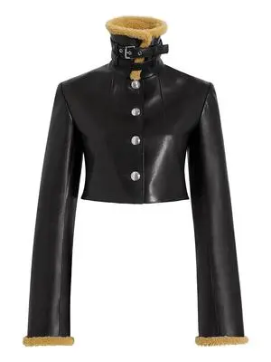 Khaite Leather Jodie Jacket With Shearling - Black