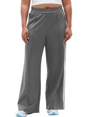 Athleta Tempo Mid-rise Wide Leg Track Pant - Shadow Grey/bright White